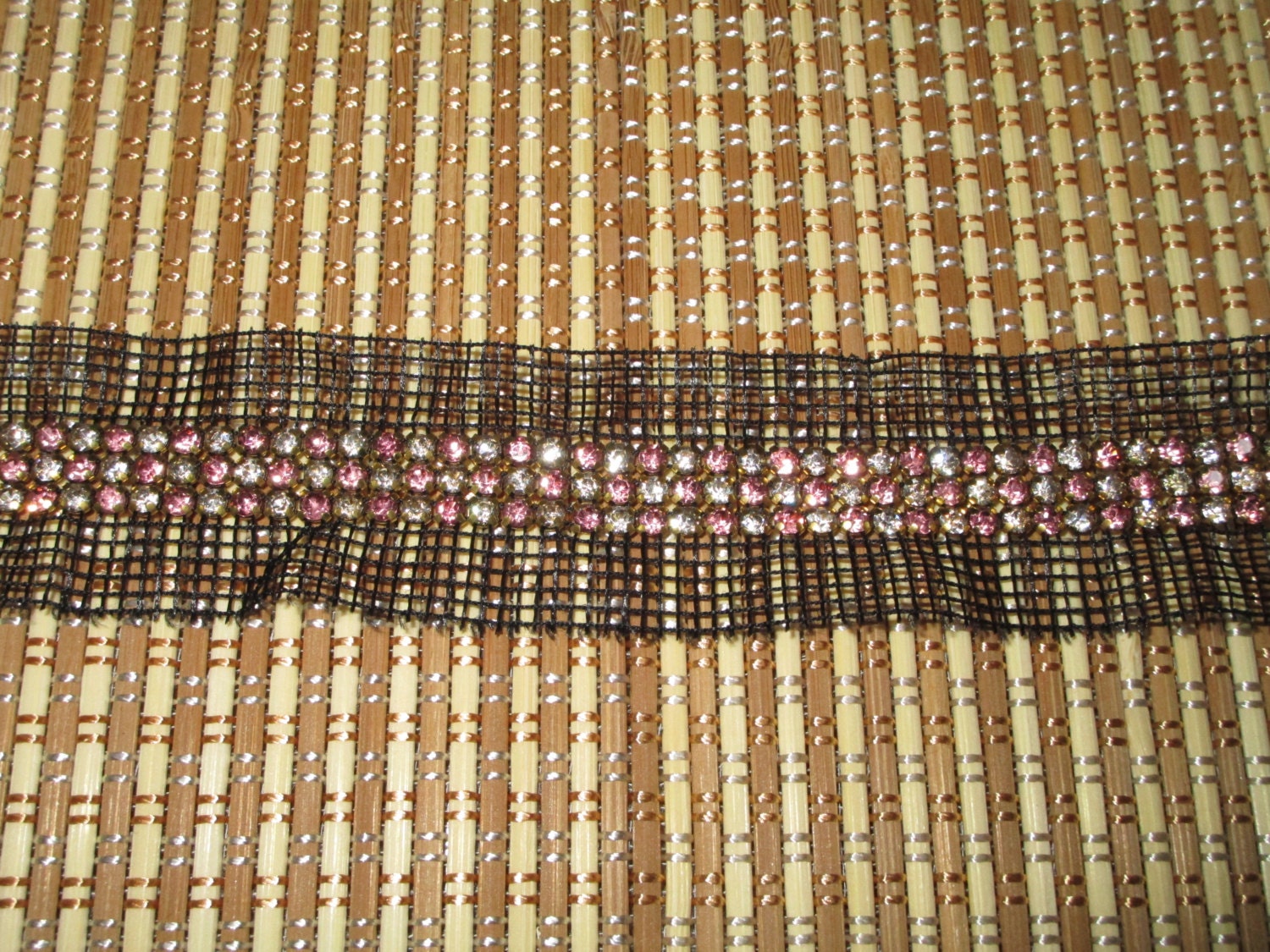 1 Yard 1 1/4 Width 3 Tones Multi Colors Crystal Rhinestone on Black ...