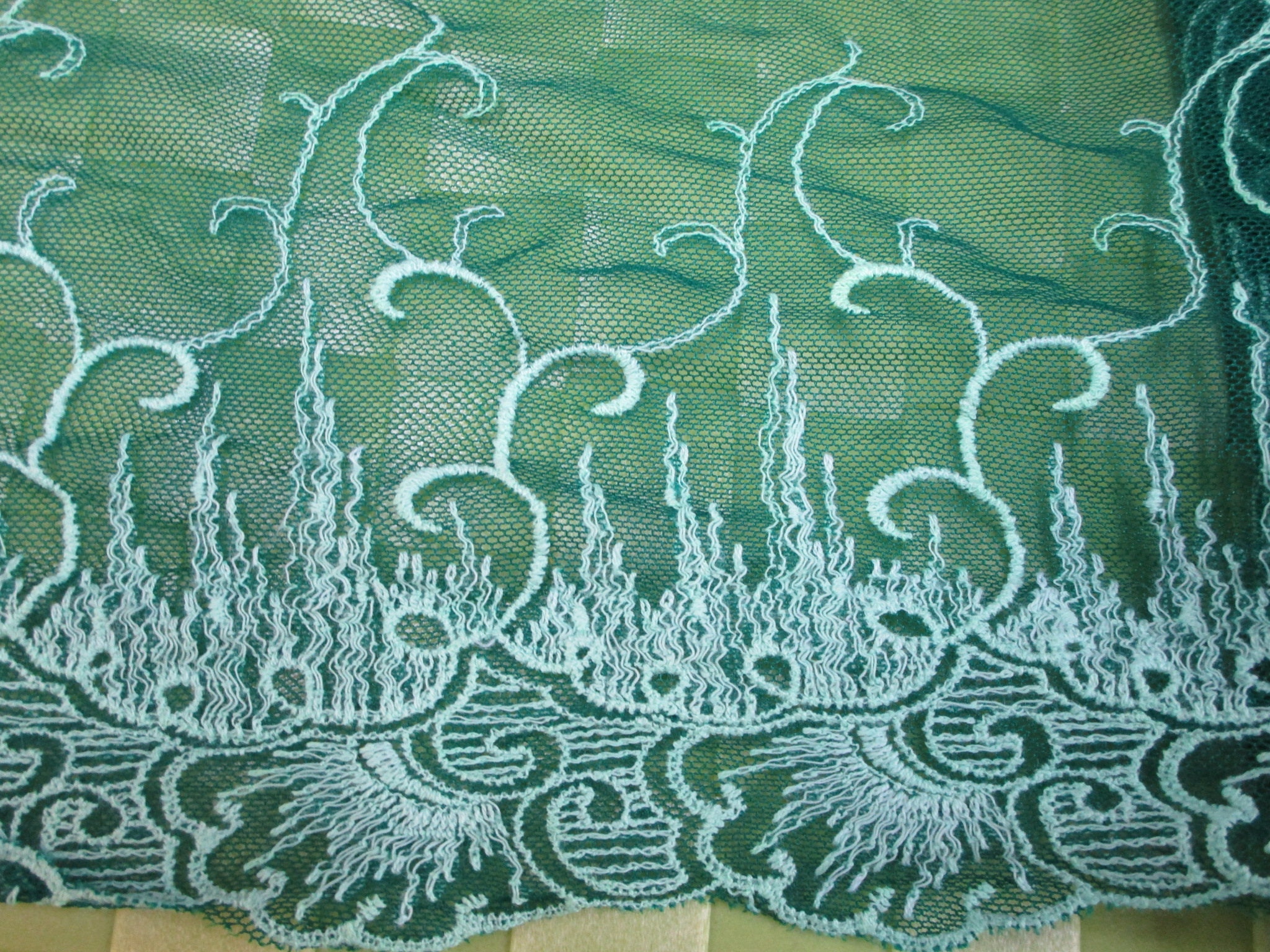 2 Yards in 6" Width in Emerald Green Color High End Poly Cotton & Tulle ...