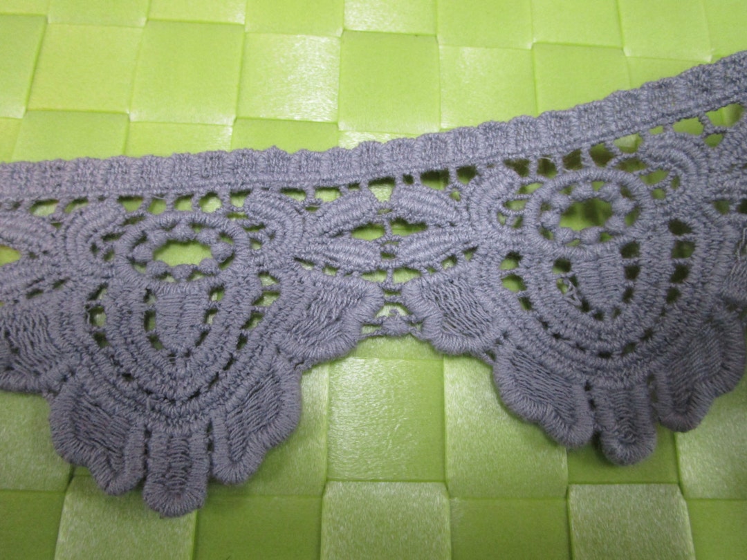1 Yard in 2 1/2" Width in Gray Color High End Heavy Crochet Cotton Trim ...