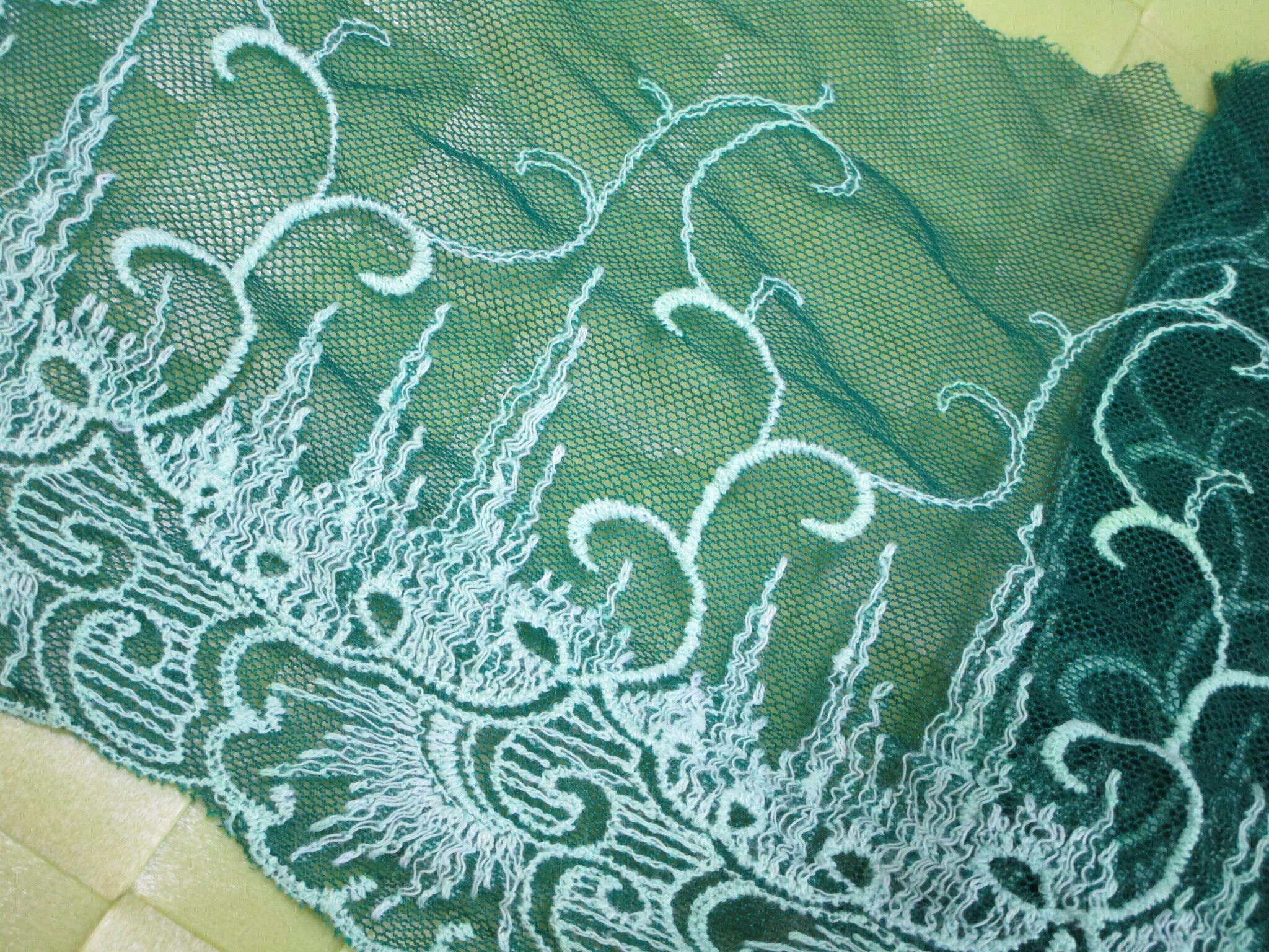 2 Yards in 6" Width in Emerald Green Color High End Poly Cotton & Tulle ...