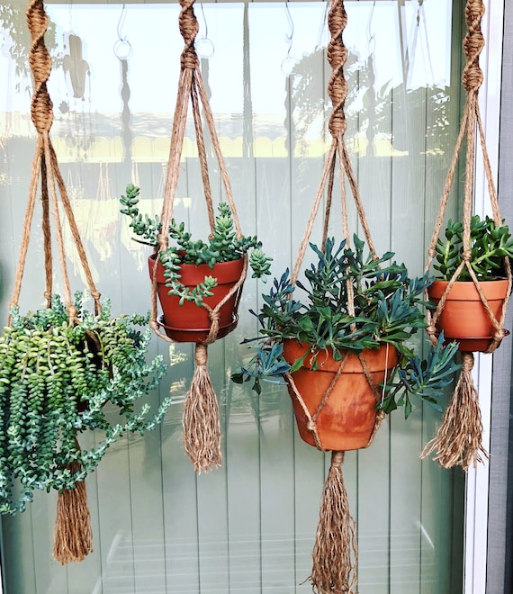 Jute Macrame Plant Hanger / Twisted Plant Hanger / Jute Plant - Etsy