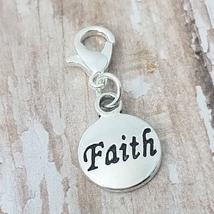 Silver Faith Charm: Religious Bracelet, Zipper Pull, Progress Keeper - Etsy