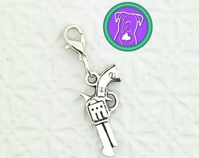 Silver Revolver Charm, 3D Gun Charm, Pistol Zipper Charm, Hand Gun ...