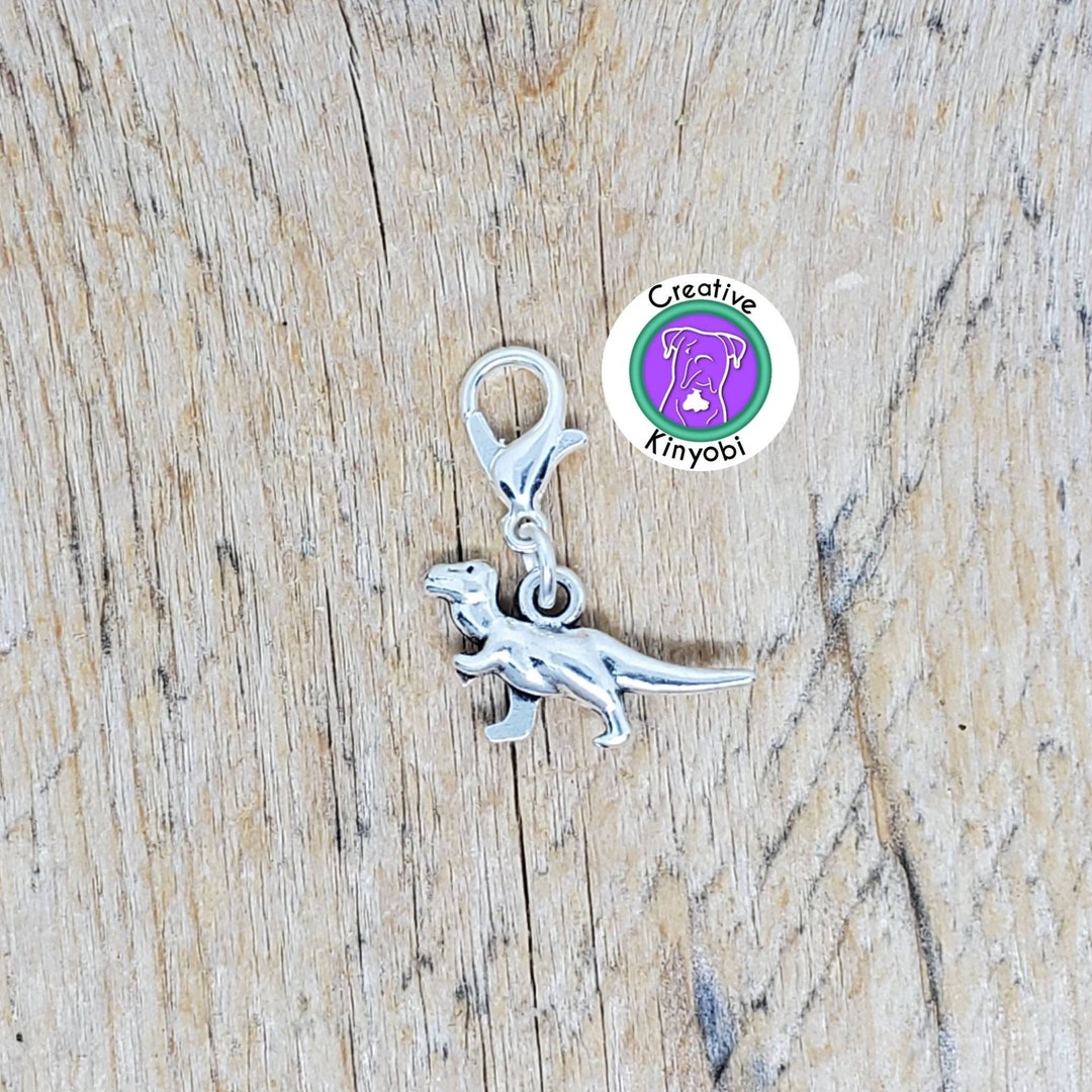 Silver T-rex Dinosaur Charm, Zipper Clip, Gift Tag - Etsy