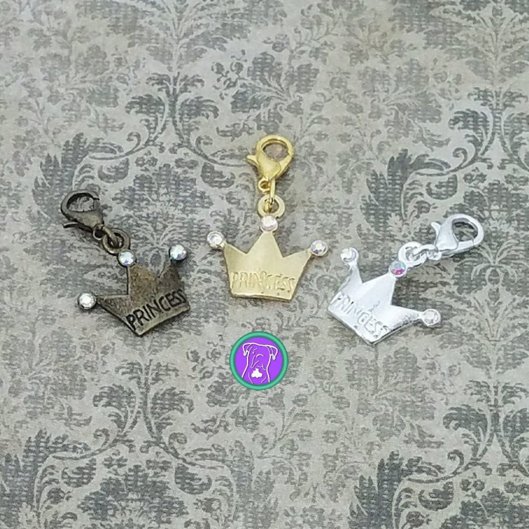 Crystal Princess Crown Charm With Clasp, Choose From Silver, Bronze ...