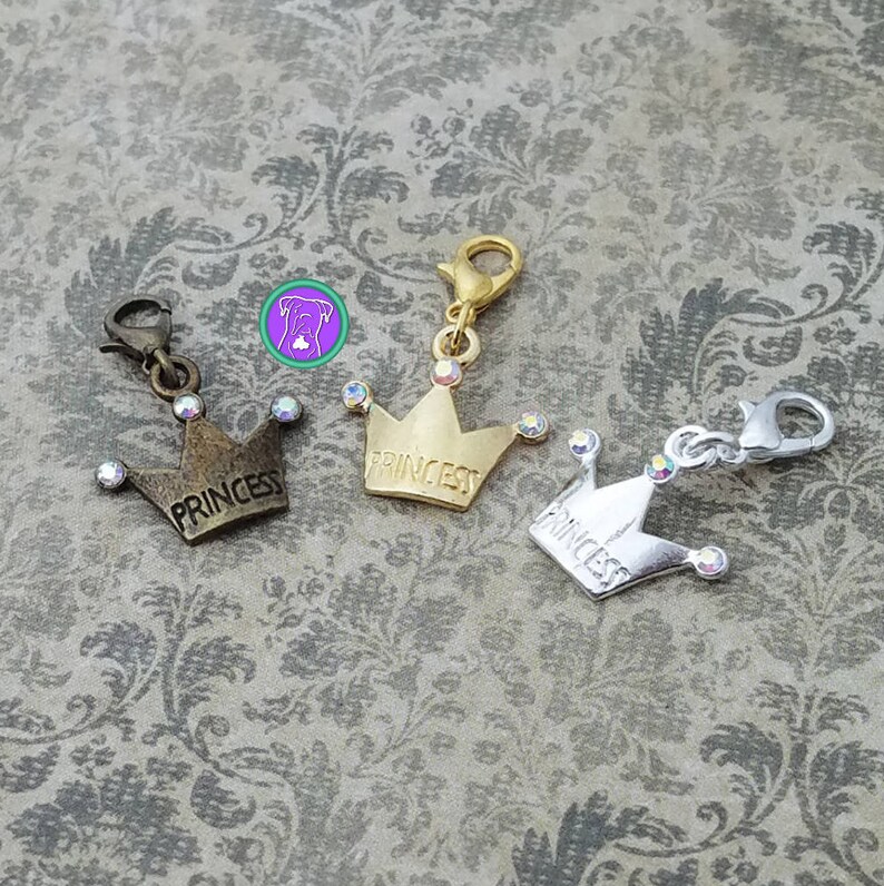 Crystal Princess Crown Charm With Clasp Choose From Silver - Etsy