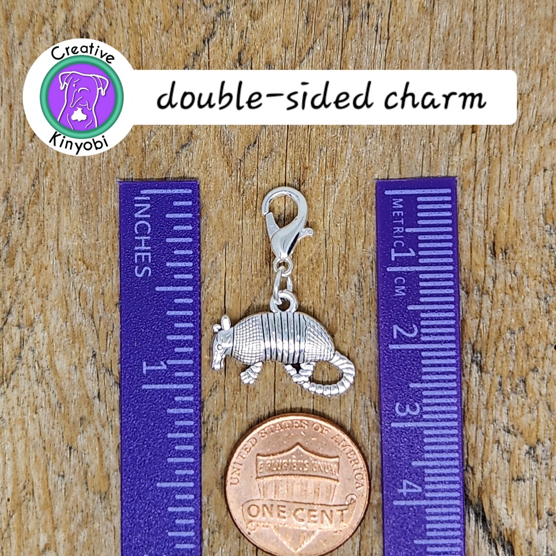 Armadillo Charm, Little Armored One Zipper Charm, Double-sided Bracelet ...