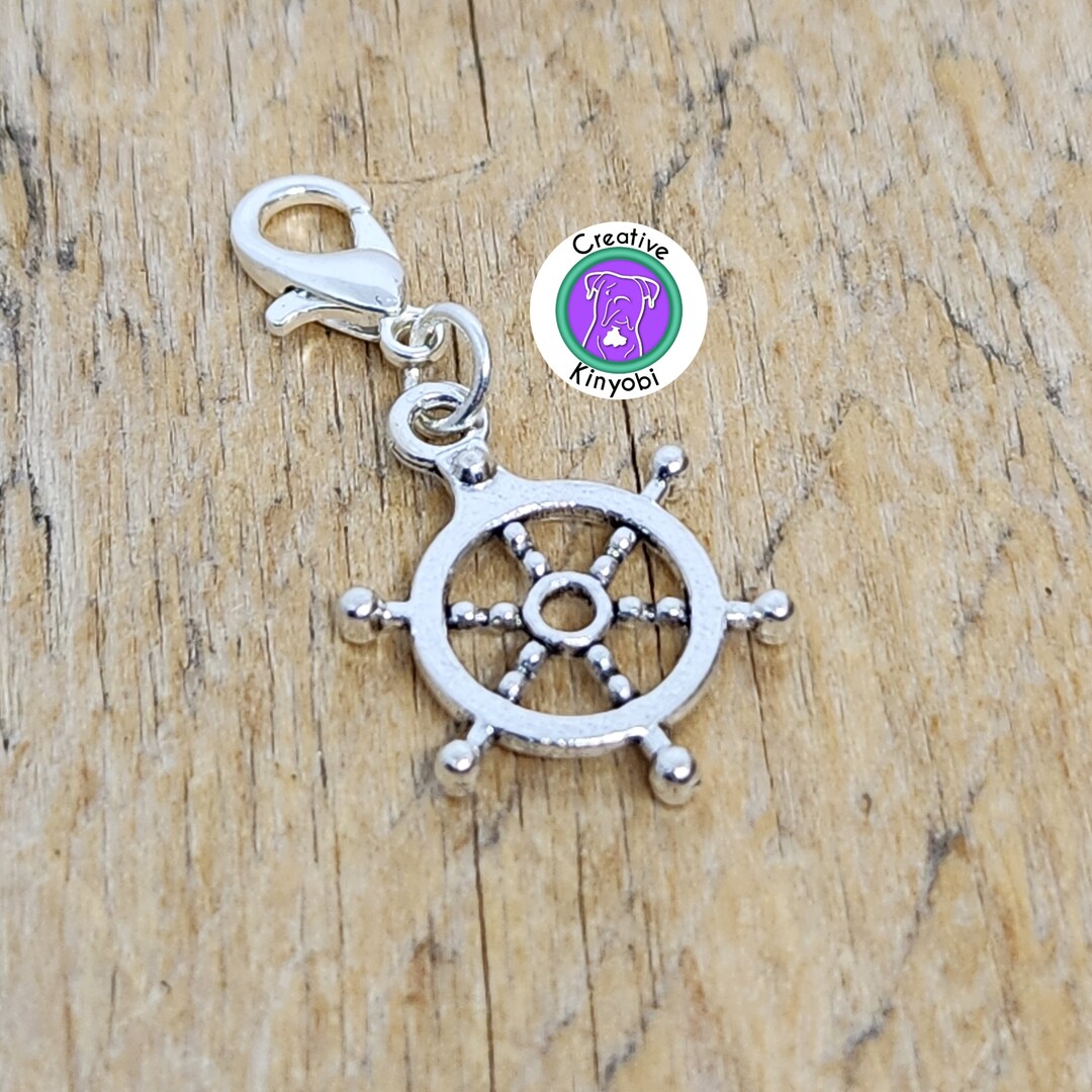 Nautical Ship Wheel Charm, Boat Zipper Charm, Silver - Etsy