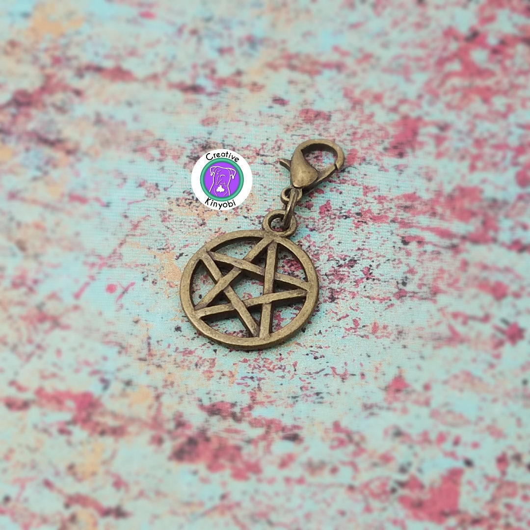 Bronze Pentagram Symbol Charm Circled Pentagram Charm Wiccan - Etsy