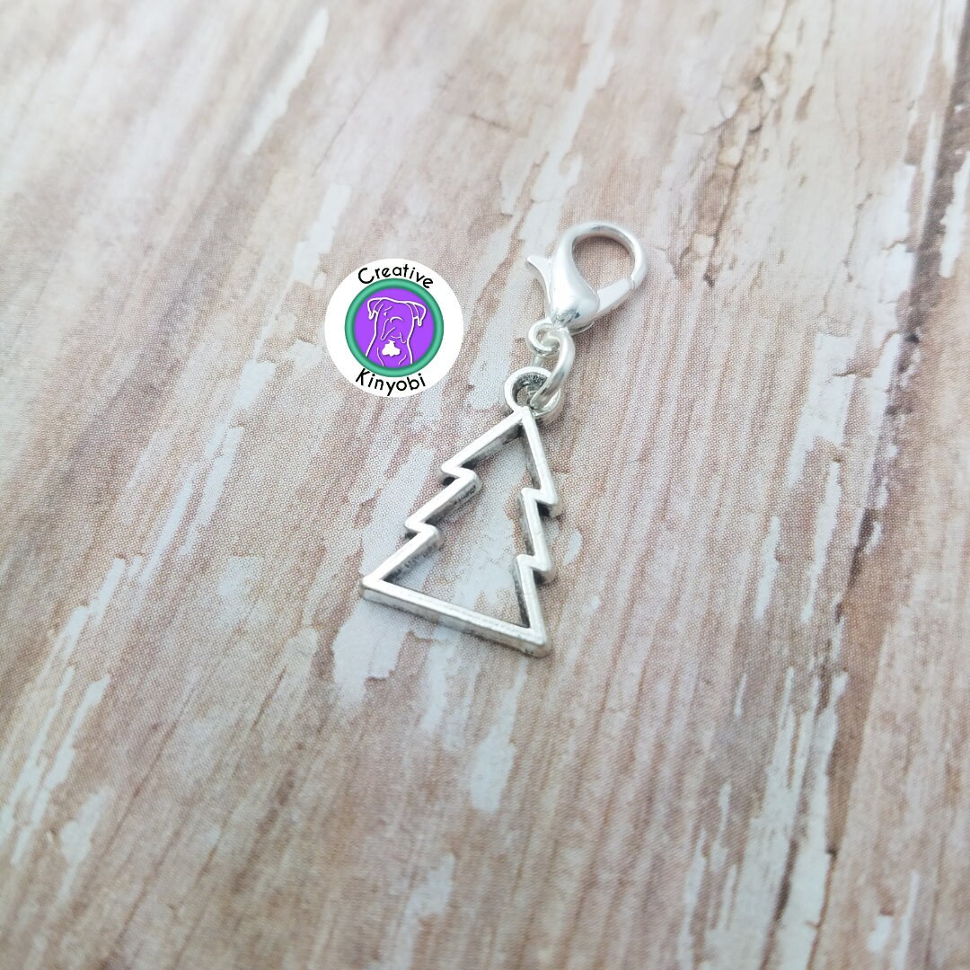 Christmas Tree Charm, Pine Tree Zipper Charm, Silver Christmas Tree ...