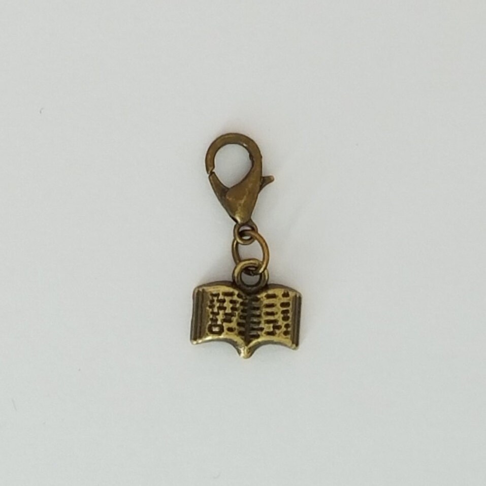 Bronze Book Charm Reading Charm Zipper Pull Purse Charm - Etsy
