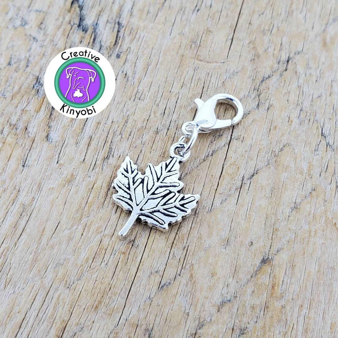 Maple Leaf Charm, Double-sided Maple Leaf Zipper Charm, Silver Leaf ...