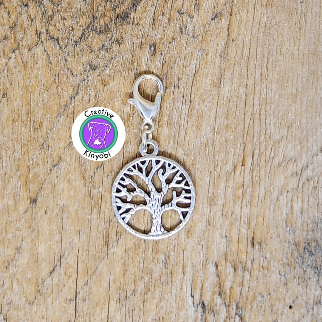 Tree of Life Charm, Silver Tree Bracelet Charm, Round Tree Zipper Charm ...