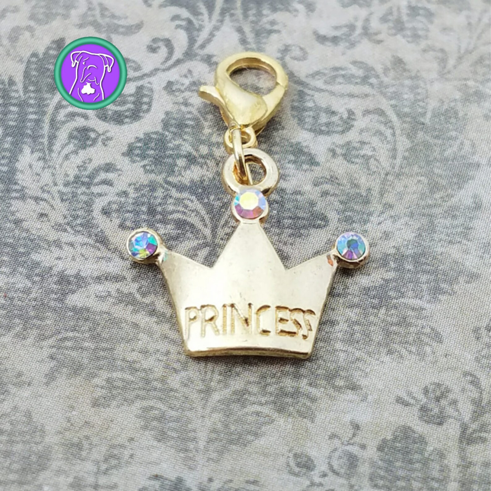 Crystal Princess Crown Charm With Clasp Choose From Silver - Etsy