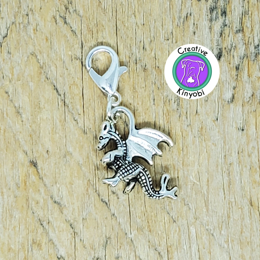 Three-dimensional Dragon Charm, 3D Dragon Zipper Charm, Silver and ...