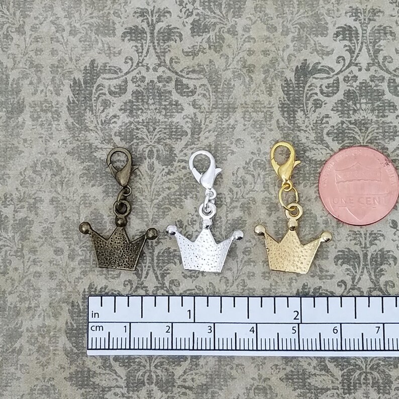 Crystal Princess Crown Charm With Clasp Choose From Silver - Etsy