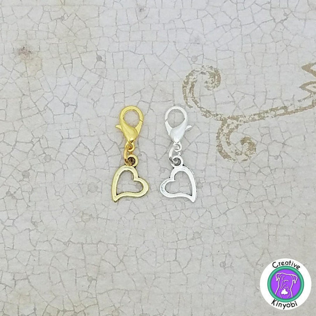 Dangling Heart Charm in Silver or Gold, Little Heart Bracelet Charm ...