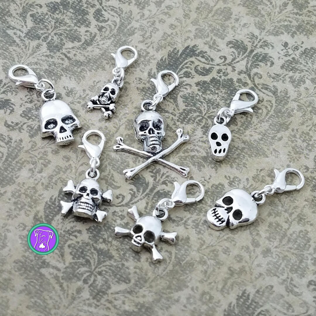 Skull Zipper Charm, Silver Clip on Charm - Etsy