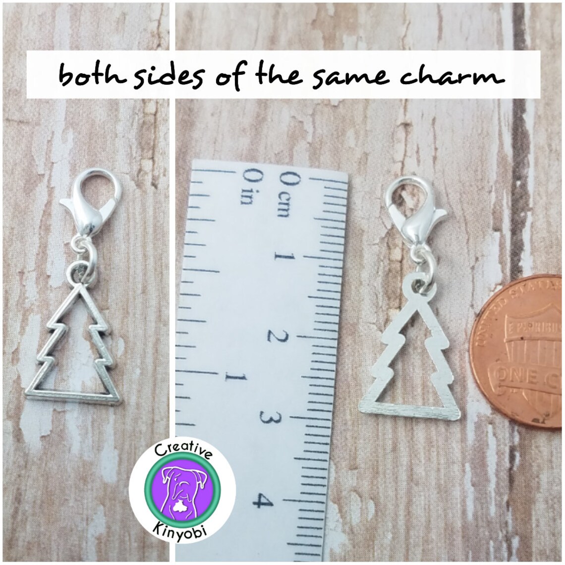 Christmas Tree Charm, Pine Tree Zipper Charm, Silver Christmas Tree ...