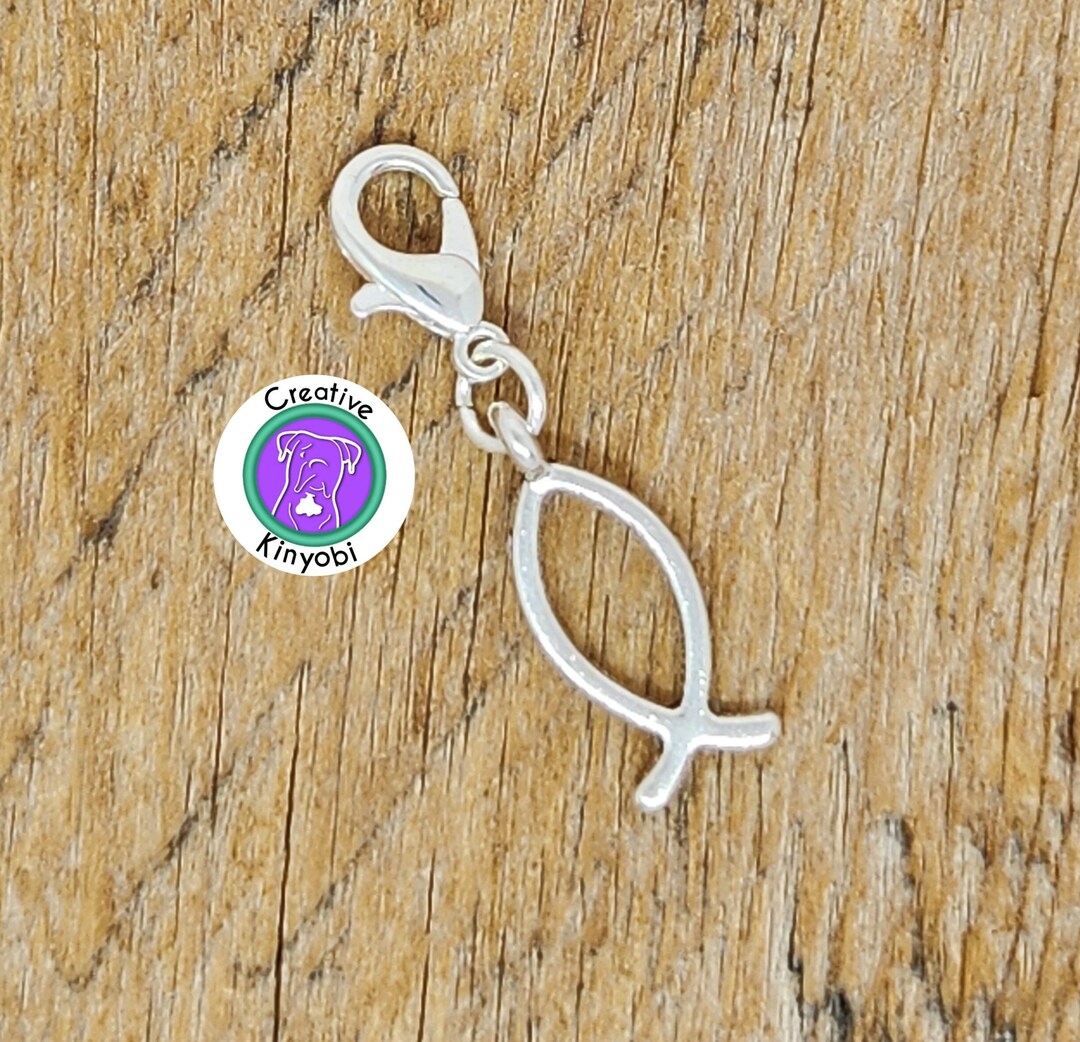 Ichthys Symbol Charm, Silver Fish Symbol Charm, Jesus Fish Zipper Charm ...