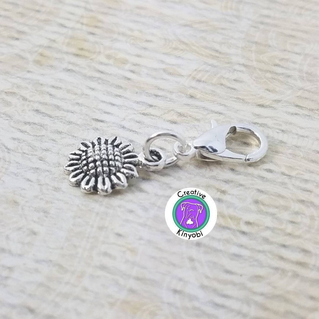 Sunflower Charm, Silver Flower Clip on Charm - Etsy