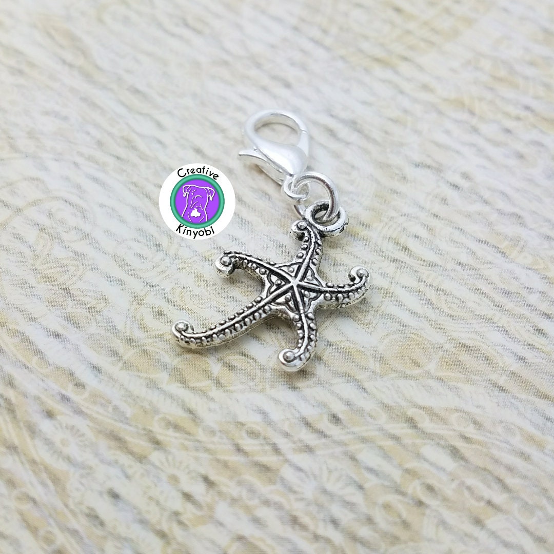 Silver Starfish Charm, Star Fish Bracelet Charm, 3d Starfish Zipper ...