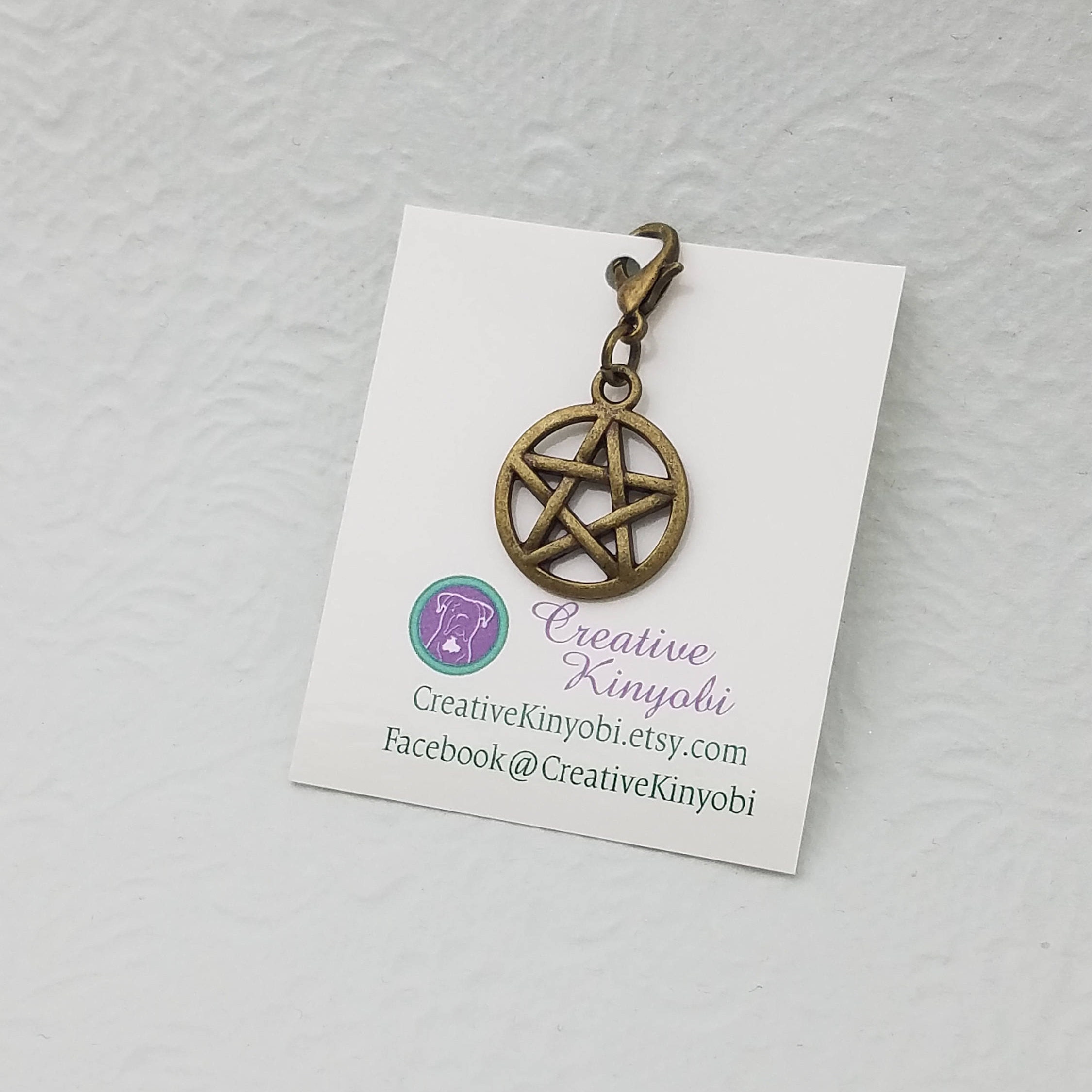 Bronze Pentagram Symbol Charm Circled Pentagram Charm Wiccan - Etsy