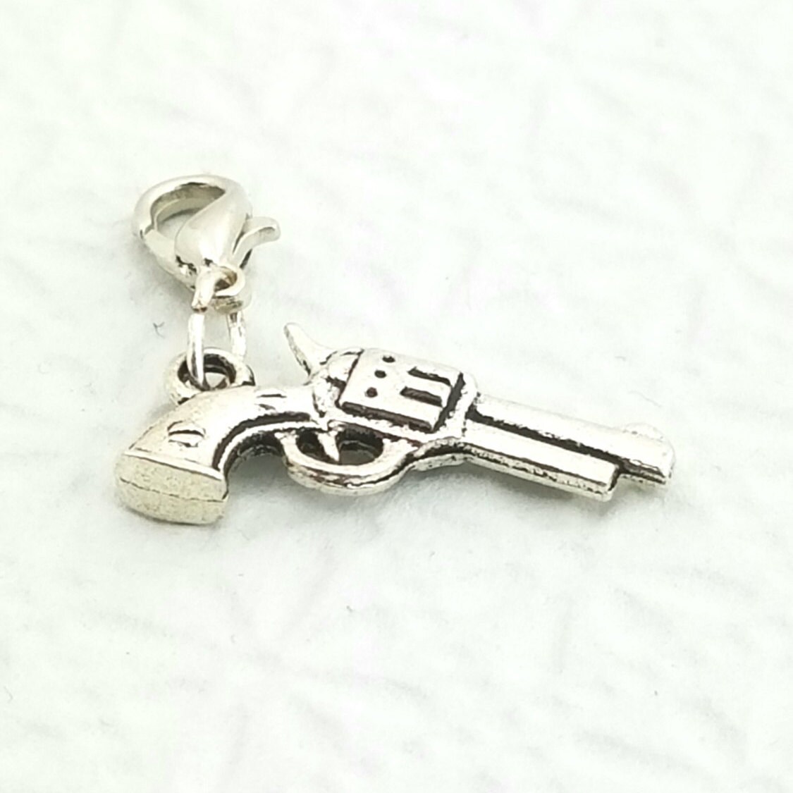 Silver Revolver Charm 3D Gun Charm Pistol Zipper Pull Hand | Etsy