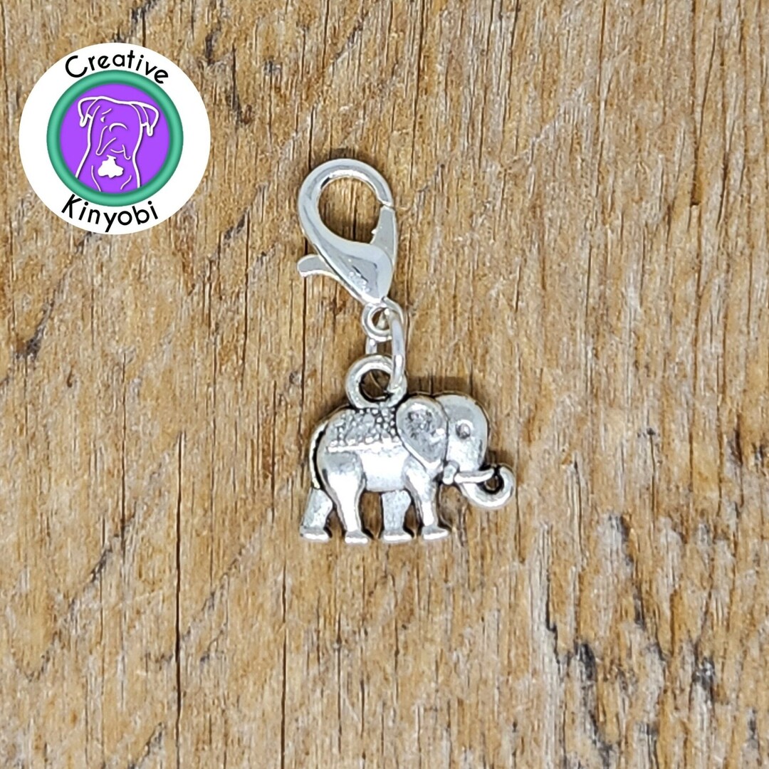Adorable Elephant Charm, Bracelet Charm, Double Sided Pachaderm Zipper ...