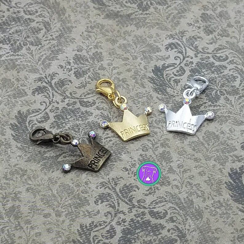 Crystal Princess Crown Charm With Clasp Choose From Silver - Etsy