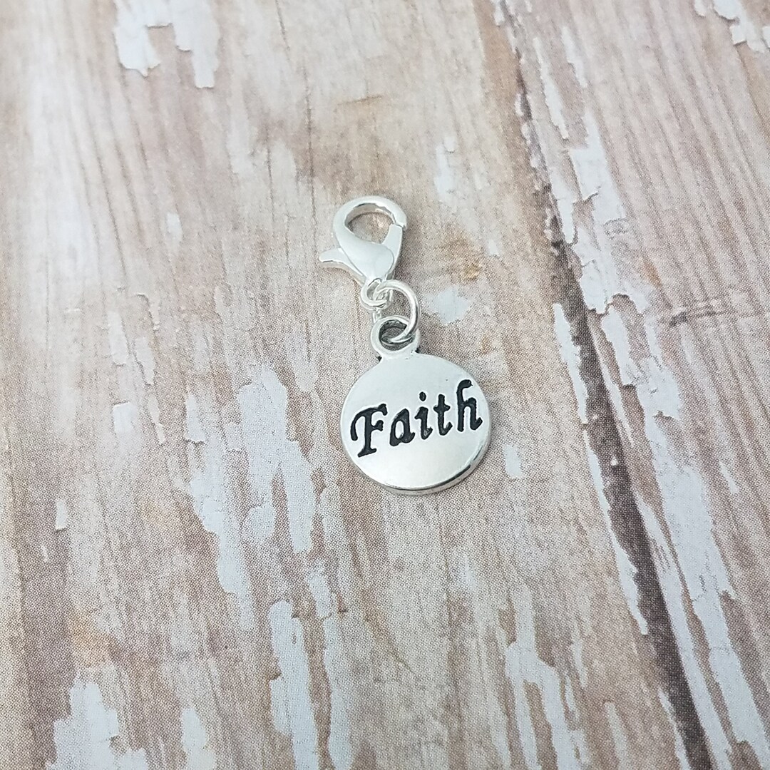 Silver Faith Charm: Religious Bracelet, Zipper Charm, Progress Keeper ...