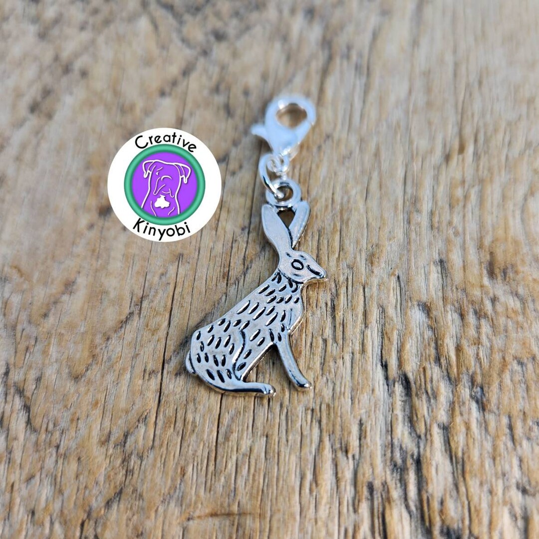 Silver Rabbit Charm, Cute Hare Bracelet Charm, Bunny Zipper Charm ...