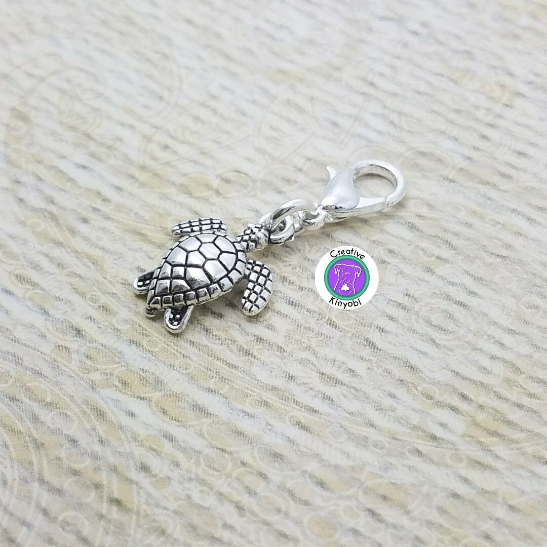 Silver Sea Turtle Charm, 3D Bracelet Charm, Zipper Charm, Purse Charm ...