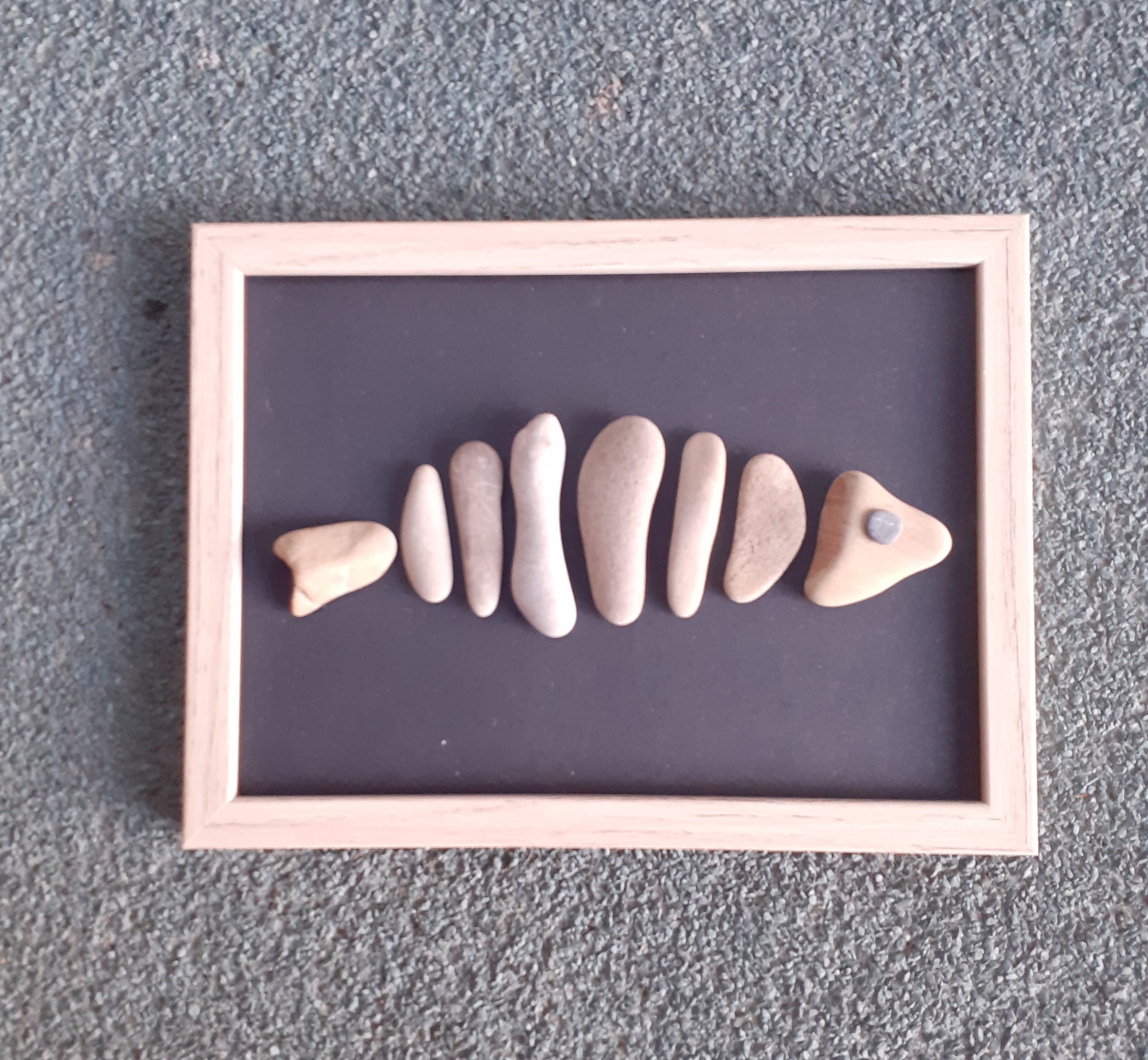 Pebble Art, Fish, Fishbone, Rock Art, Pebble Wall Decor, Handmade Rocks ...