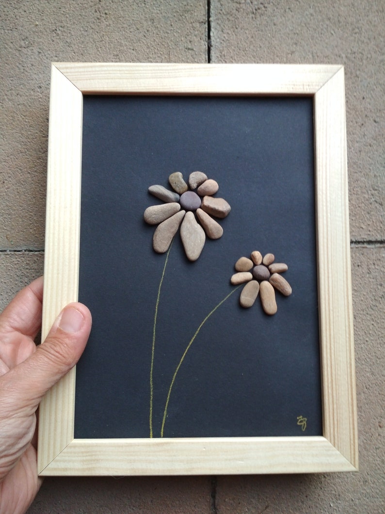 Pebble Art Flowers Decor Pebbles Art Pebble Picture Rock - Etsy