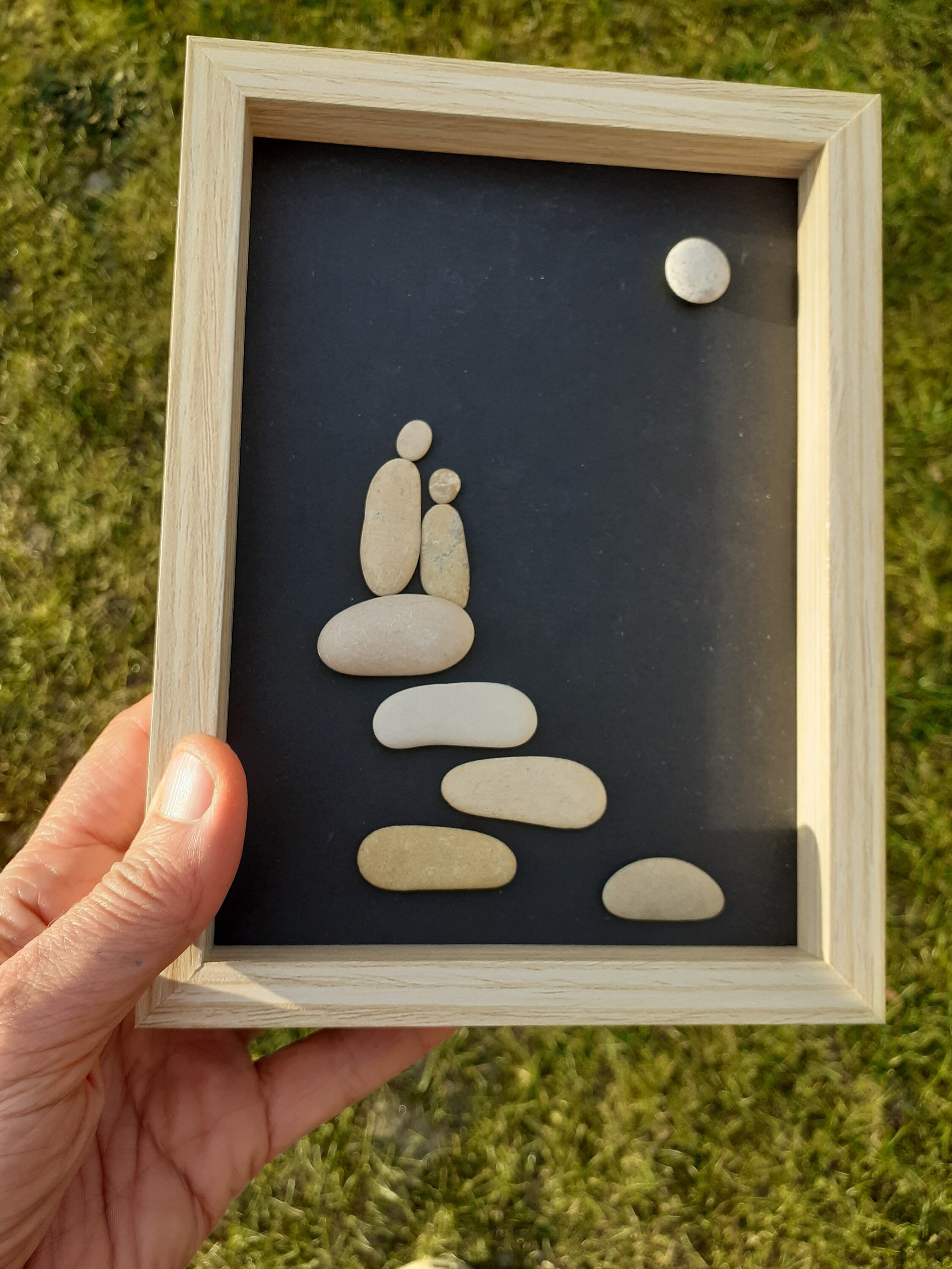 Pebble Art - a Couple, Moon, Wall Decor, Pebbles Art, Pebble Picture ...