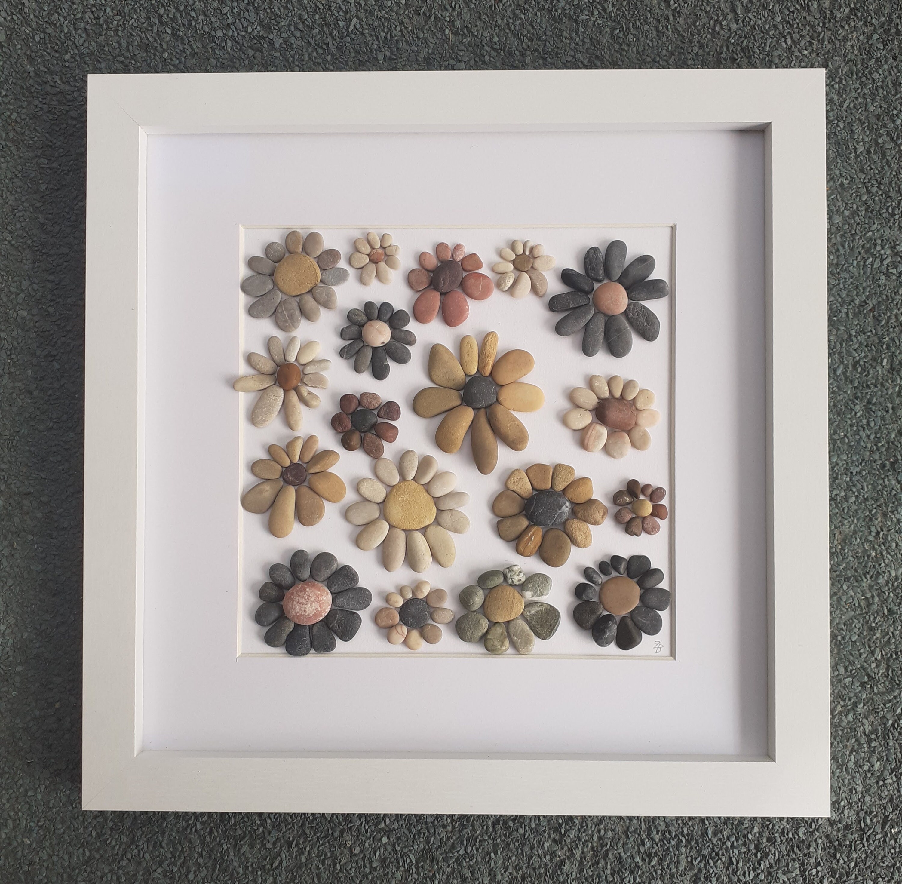 Pebble Art, Flowers Decor, Pebbles Art, Framed Picture - Etsy