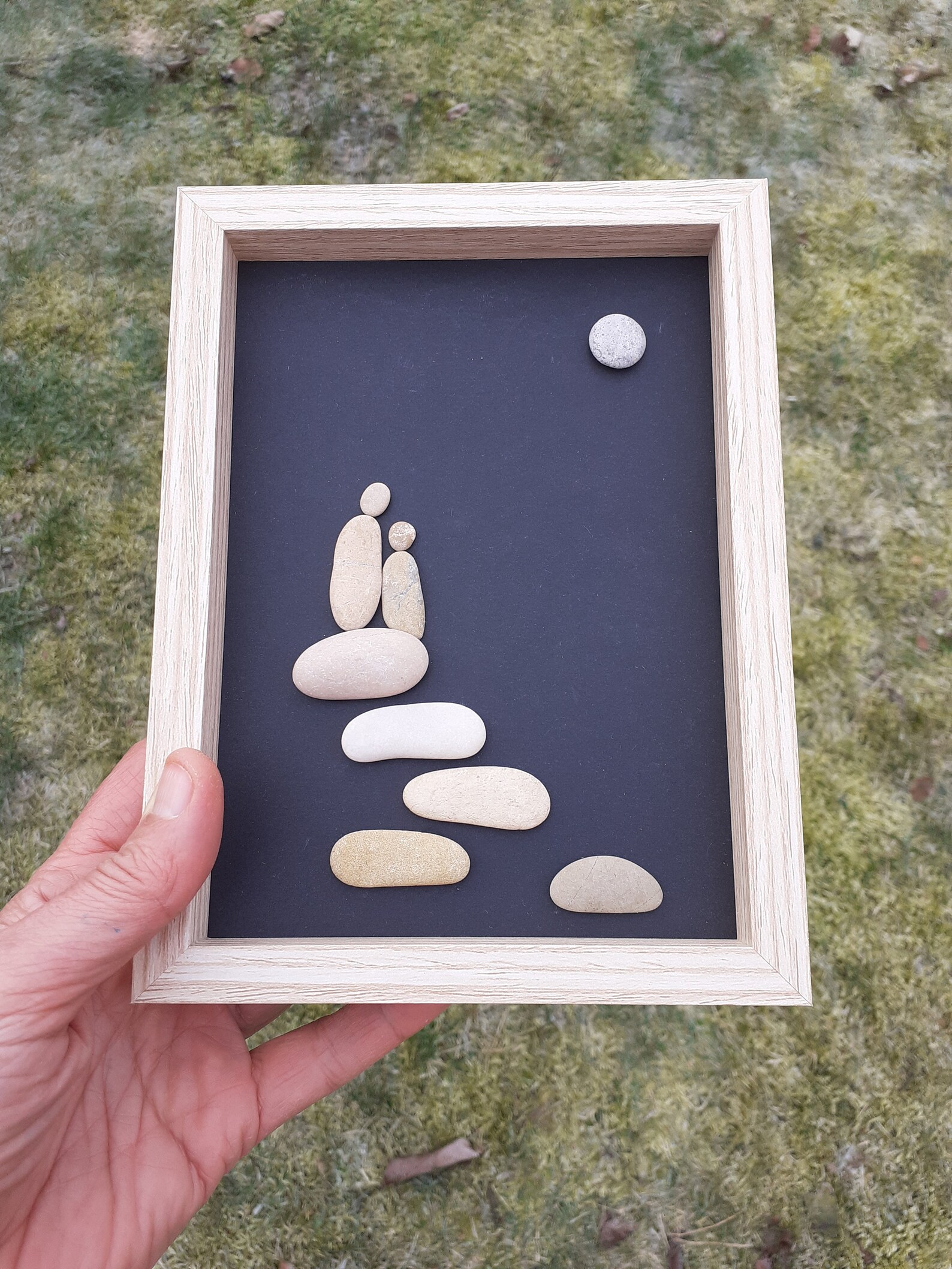 Pebble Art - a Couple, Moon, Wall Decor, Pebbles Art, Pebble Picture ...