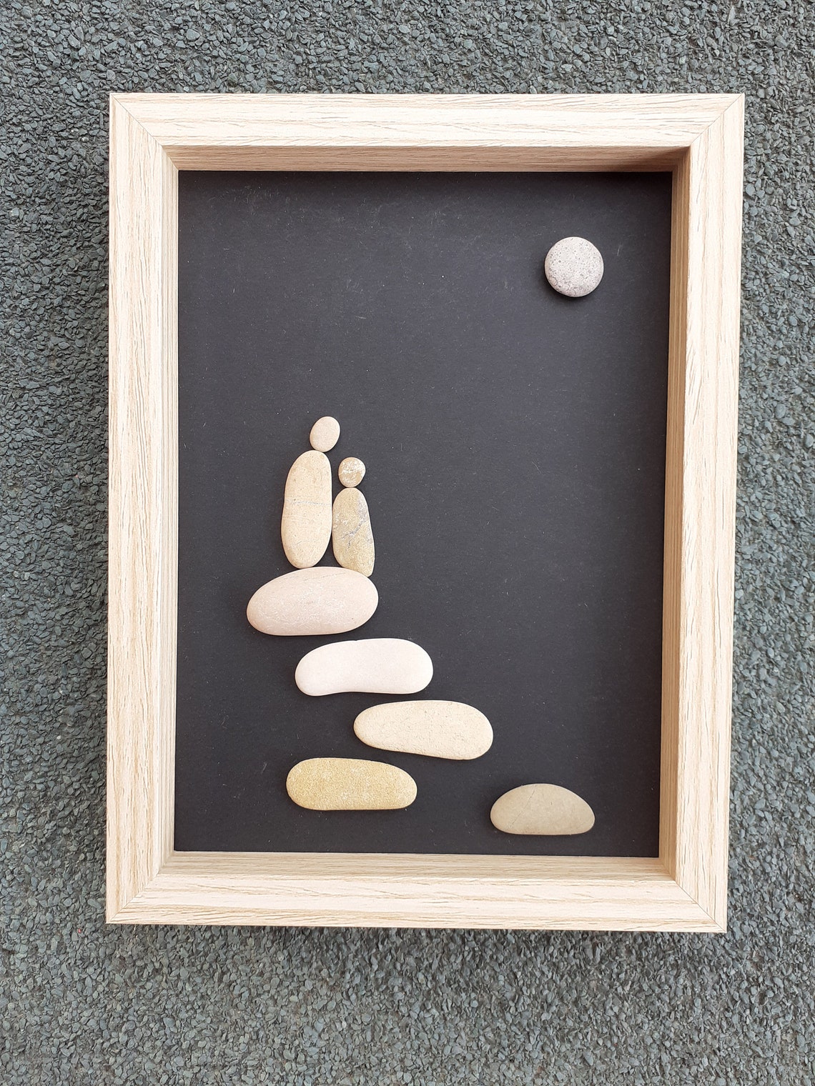 Pebble Art - a Couple, Moon, Wall Decor, Pebbles Art, Pebble Picture ...