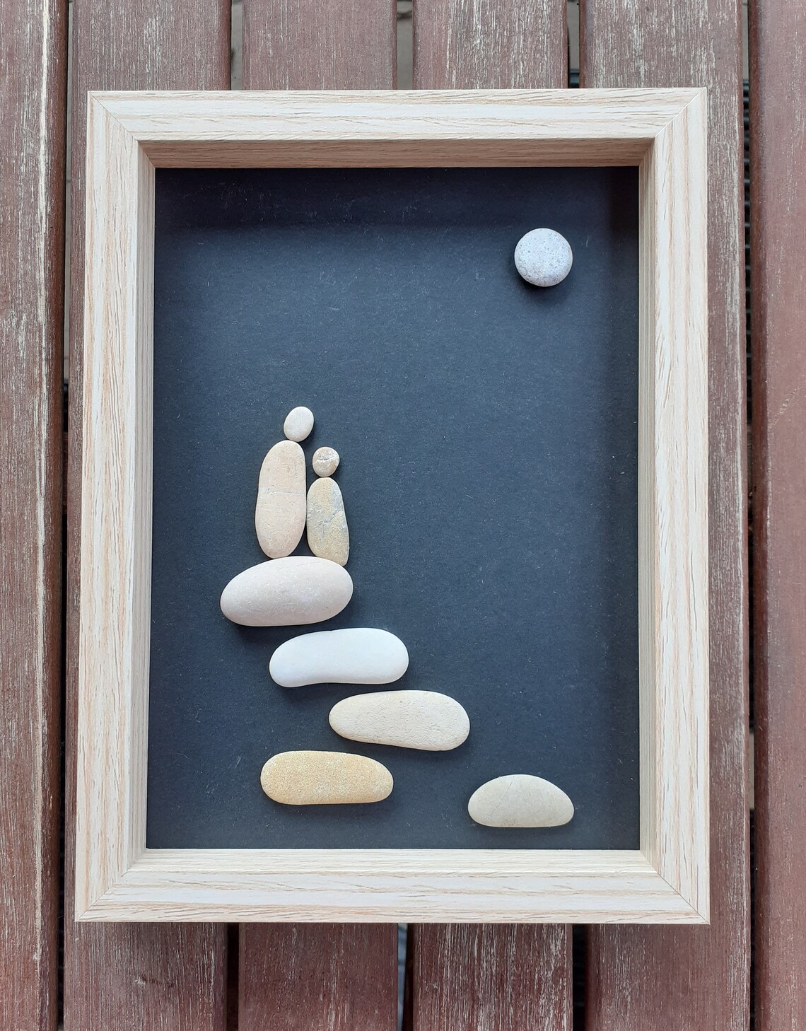 Pebble Art - a Couple, Moon, Wall Decor, Pebbles Art, Pebble Picture ...