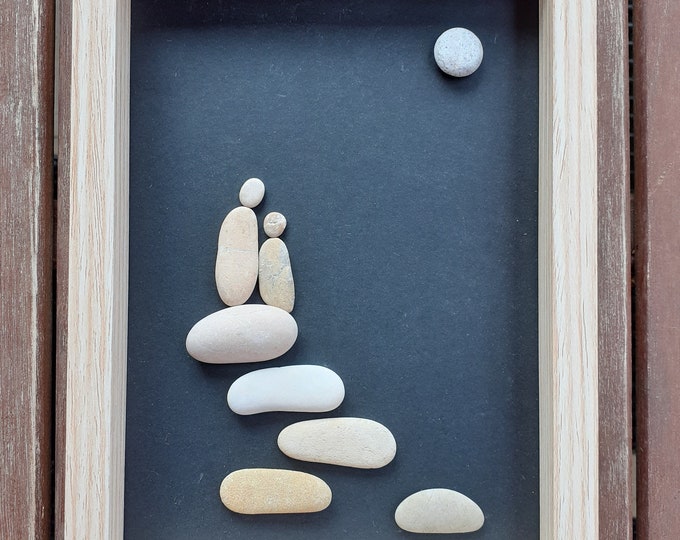 Pebble Art - a Couple, Moon, Wall Decor, Pebbles Art, Pebble Picture ...
