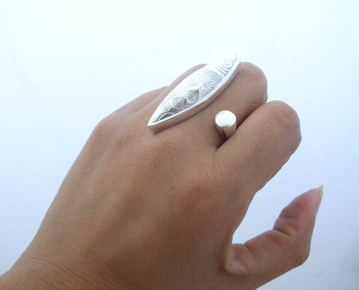 Structural Ring Slender Ring Chic Long Ring Cool Silver Ring | Etsy