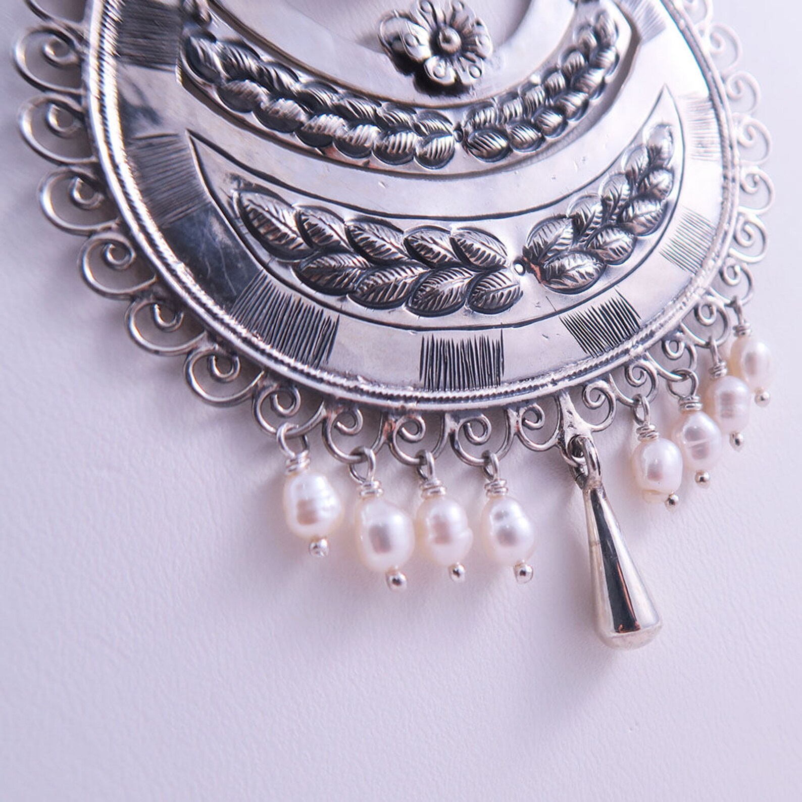 Mexican Silver Necklace Mexican Folk Art Unusual Necklace - Etsy