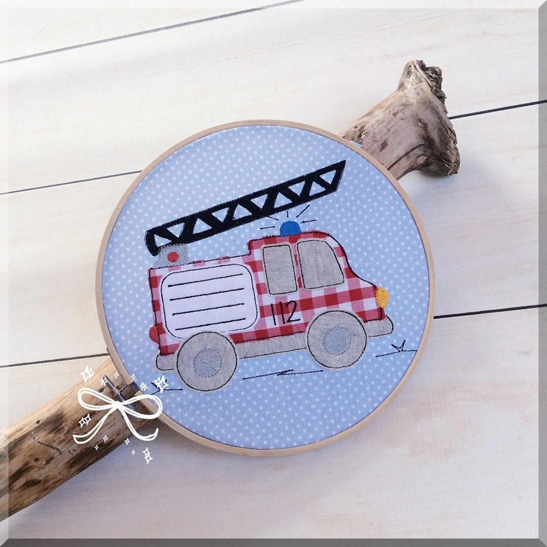 Embroidery File Fire Department Embroidery Motif Fire Engine Vehicle ...