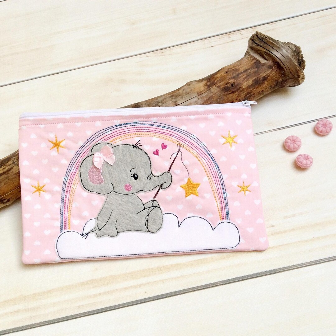 Embroidery File Elephant With Rainbow Embroidery Motif Star Doodle ...