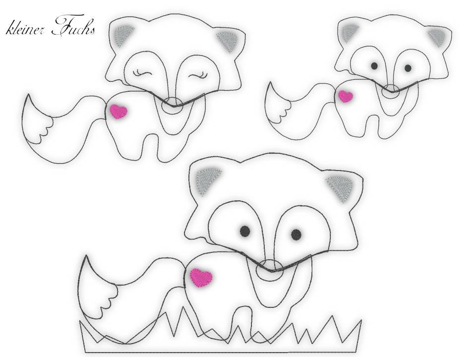 3x Stickdatei Embroidery Doodle Fuchs fox 13x18 | Etsy