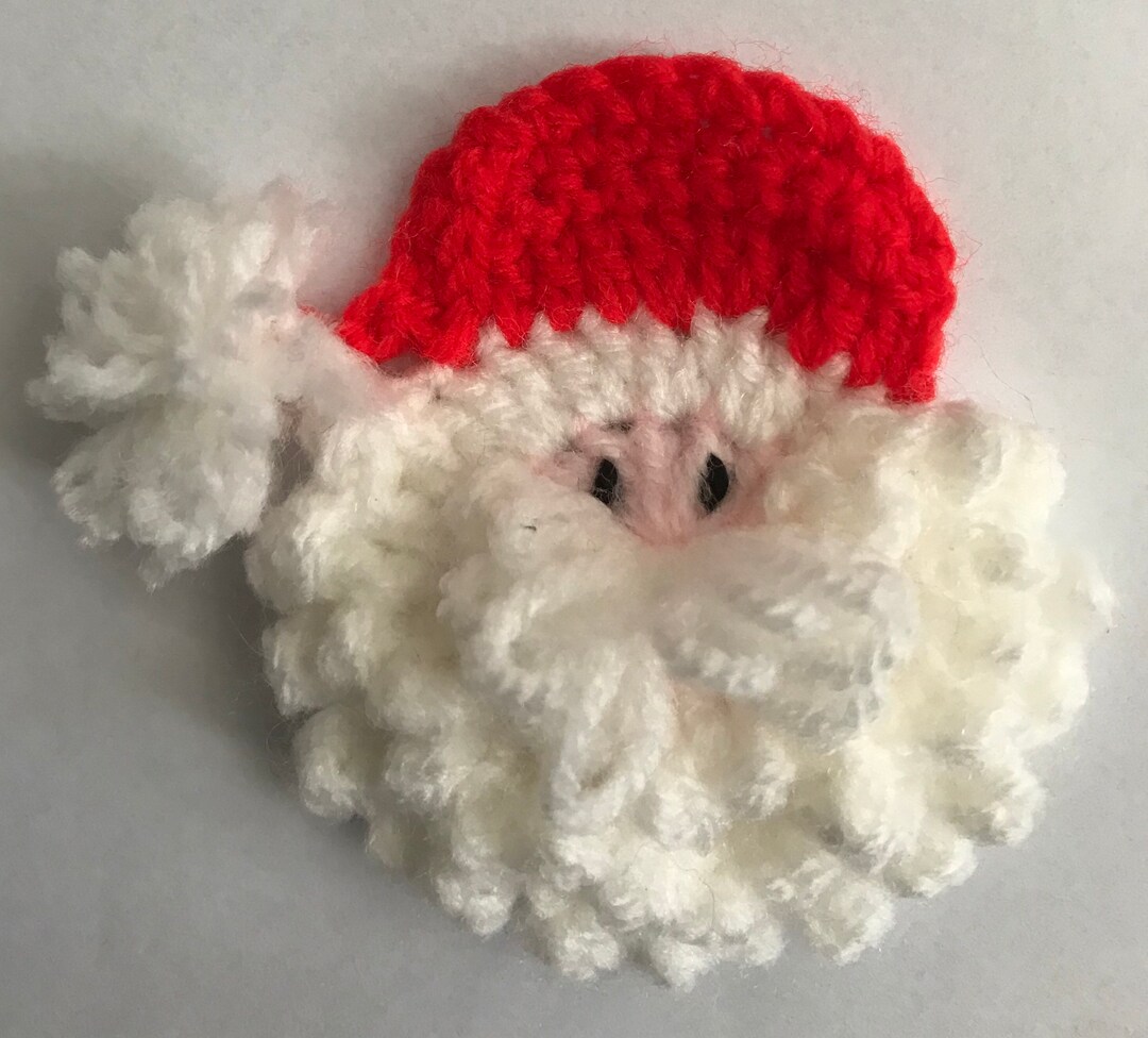 Santa Father Christmas Crochet Appliqué Motif. Optional Brooch Back ...