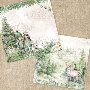 Forest Christmas Digital Paper Pack – Winter Woodland Scrapbooking ...