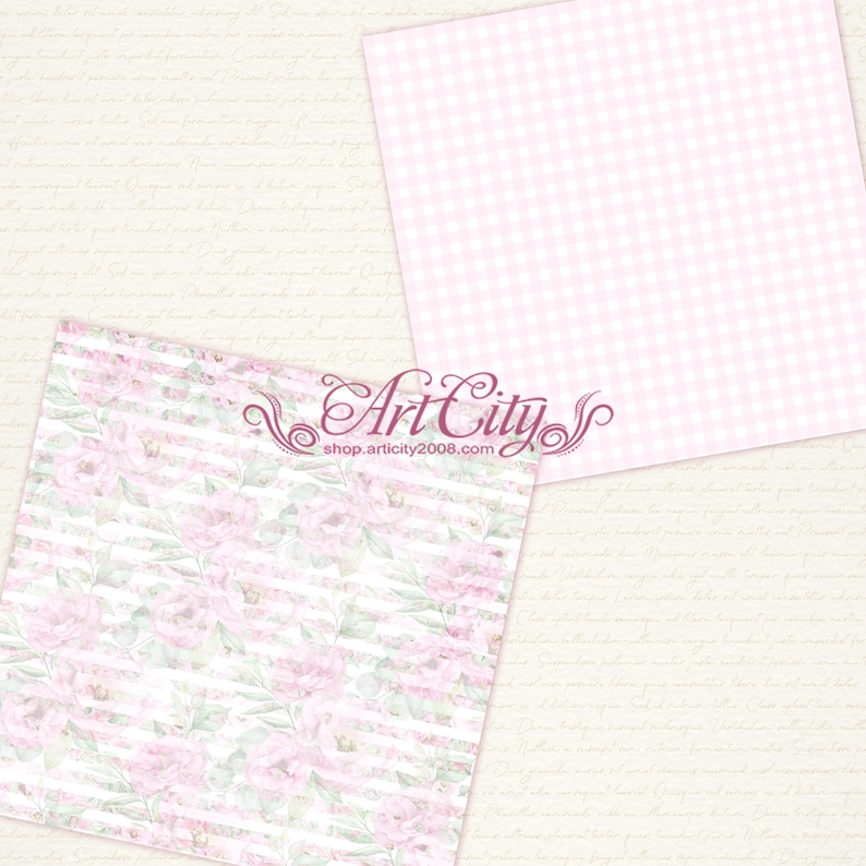 Baby Girl Digital Paper - Soft Pink and Gold Newborn Scrapbook ...