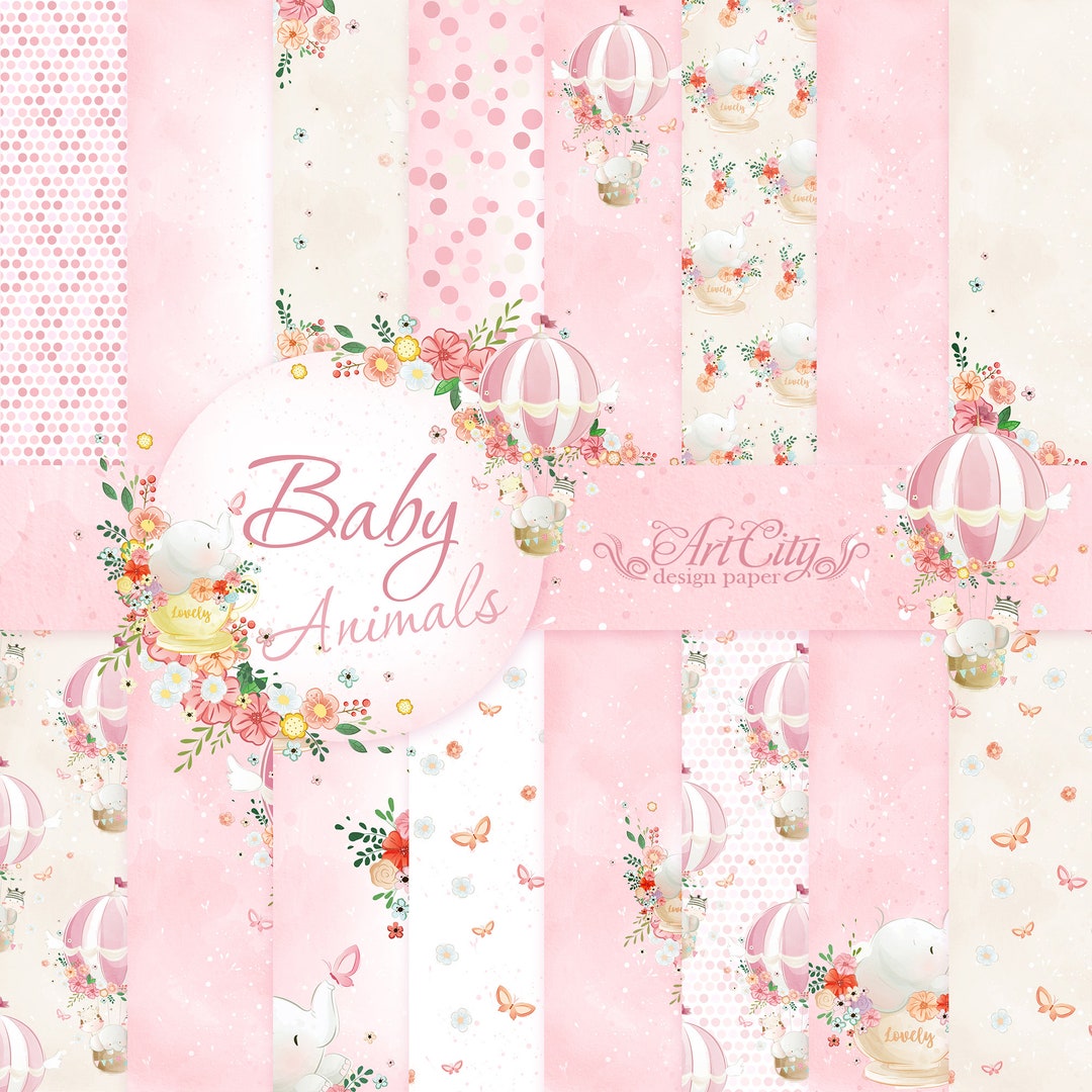 Baby Digital Paper Sweet Animal Scrapbook Background Children Pink ...